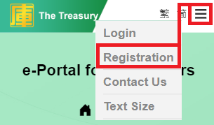 Please click "Registration" (for desktop version) or "≡ ...
